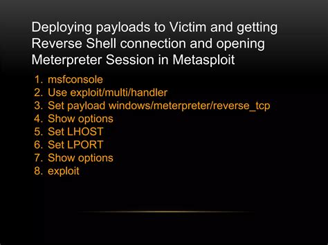 Intro To Exploits In Metasploitand Payloads In Msfvenom Ppt