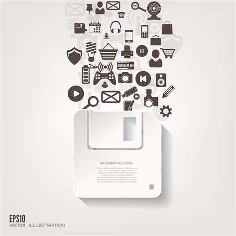 Premium Vector Floppy Disk Icon Flat Abstract Background With Web Icons Interface Symbols