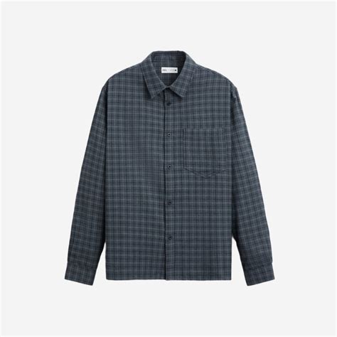 자라 체크 크롭 셔츠 블루 Zara Kream