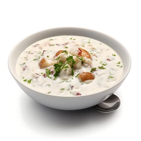 Premium Ai Image Clam Chowder American Cuisine Isolated On White Background