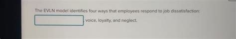 Solved The Evln Model Identifies Four Ways That Employees