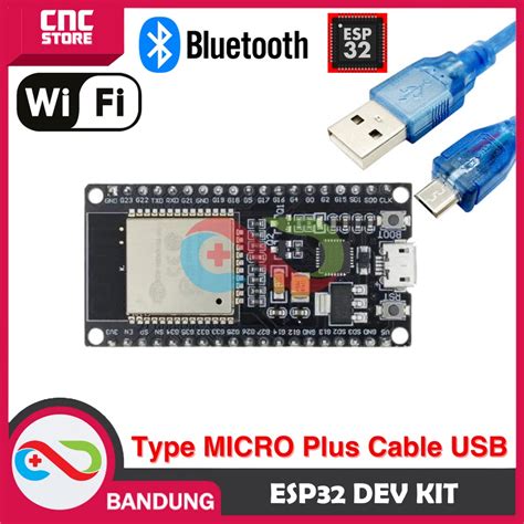jual esp32 esp 32 doit wifi bluetooth iot esp 32s development board 38 pin plus kabel data micro