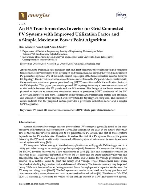 An H5 Transformerless Inverter For Grid Connected Pdf Power Inverter Photovoltaics