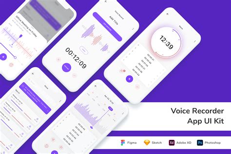 voice recorder app ui kit an ui kit template by betush