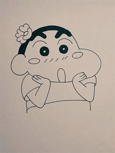 蜡笔小新情侣头像勾线简笔画 简笔画图片大全 普车都