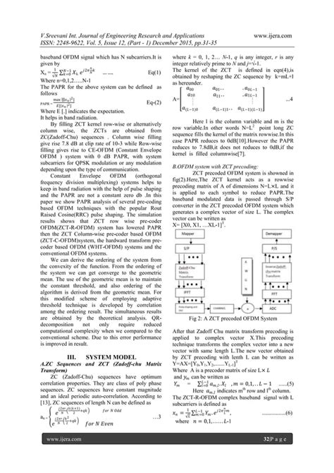 reduction of papr and efficient detection ordering scheme for mimo