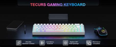 TECURS Gaming Keyboard Wireless Mechanical Keyboard RGB UK Layout TKL 65 Rollover Anti Ghosting