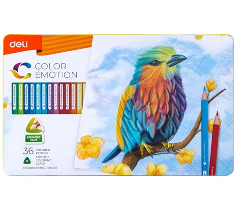 Цветные карандаши Deli 36 шт. в металлическом пе купить в Минске