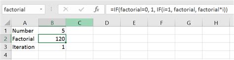 Excel A Non Vba Recursive Factorial Function Stack Overflow