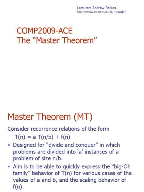 ade lec12 master theorem pdf theoretical computer science applied