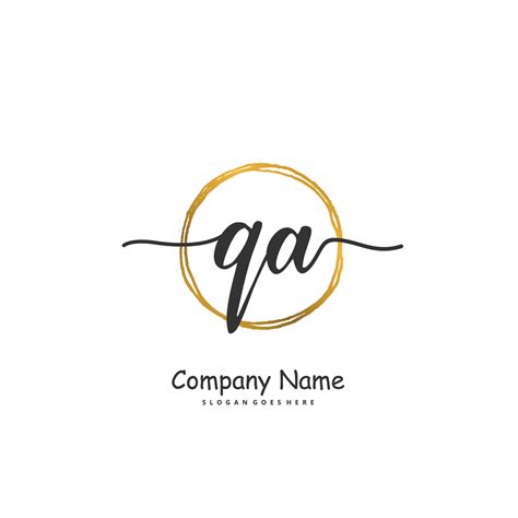 QA Initial Handwriting And Signature Logo Design With Circle Beautiful Design Handwritten Logo