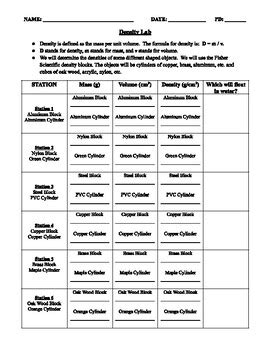 Density Blocks Lab By Eric Alonzo TPT