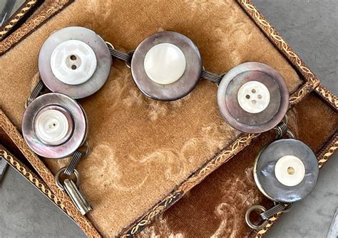 Stacked Mother Of Pearl Vintage Button Bracelet Jewelry Antique