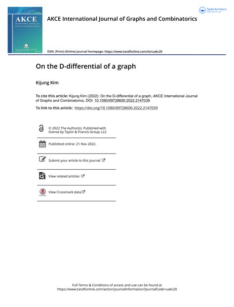 Pdf On The D Differential Of A Graph