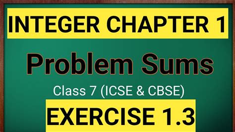 Integer Chapter 1 Ncert Class 7 And 8 Exercise 13 Integers 2025 Icse Cbse Youtube