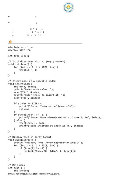 Binary Tree Implement Array Ll Pdf Computer Programming