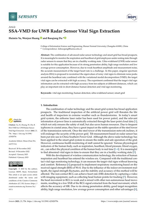 Pdf Ssa Vmd For Uwb Radar Sensor Vital Sign Extraction