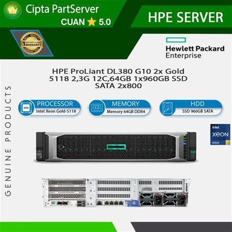 Jual Hpe Proliant Dl380 G10 2xgold 5118 2 3g 12c 64gb 1x960gb Ssd Sata Psu Jakarta Pusat