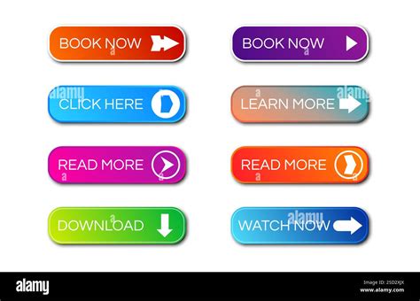 set of eight modern gradient buttons with shadows read more buttons