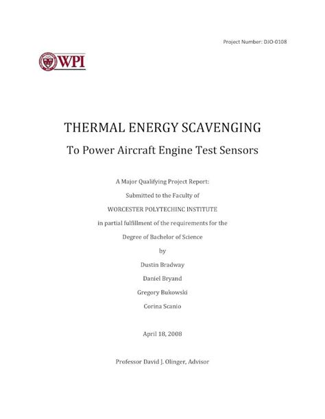 Pdf Thermal Energy Scavengingengine Already Produces Jet Engines Create High Temperatures