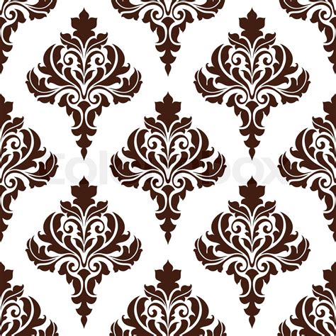 Brown Damask Seamless Pattern Background Stock Vector Colourbox