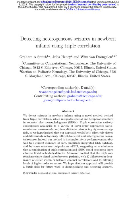 Pdf Detecting Heterogeneous Seizures In Newborn Infants Using Triple