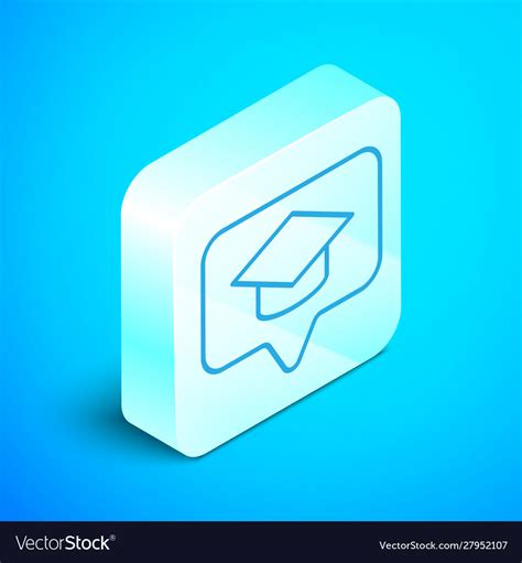 Isometric Line Graduation Cap In Speech Bubble Vector Image