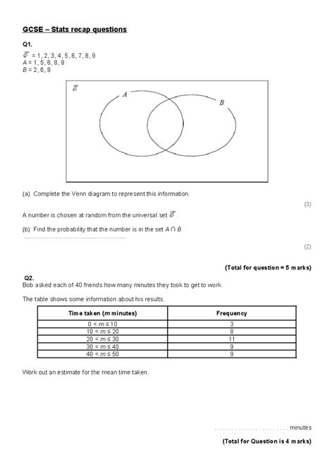 GCSE Statistics Questions Recap GCSE Stats Recap Questions Q A