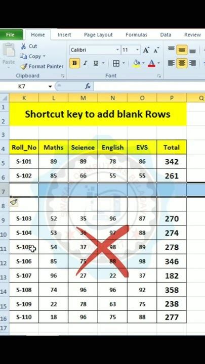 Shortcut Key To Add Blank Rows In Excelshorts Excelexcelshortcutsmsexceltricks Youtube