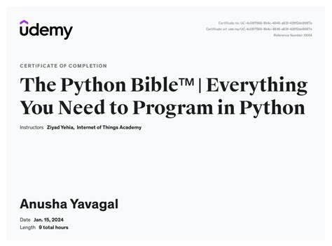 Anusha Yavagal On Linkedin Python Udemycertificate Codingjourneycontinues