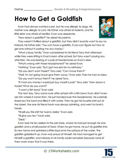 Grade 6 Reading Comprehension Worksheets 15 Grade 6 Reading Comprehension Worksheets 15
