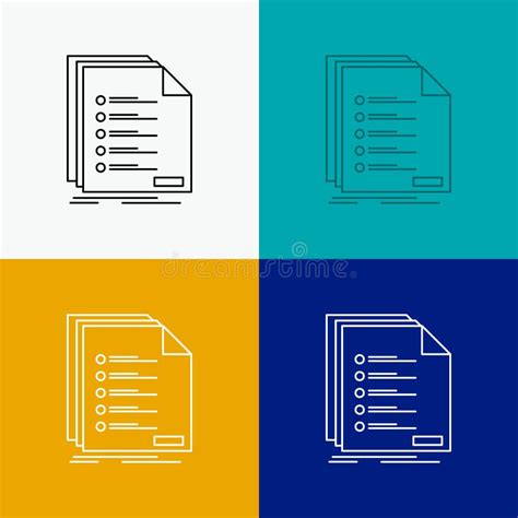 Check Filing List Listing Registration Icon Over Various Background Line Style Design