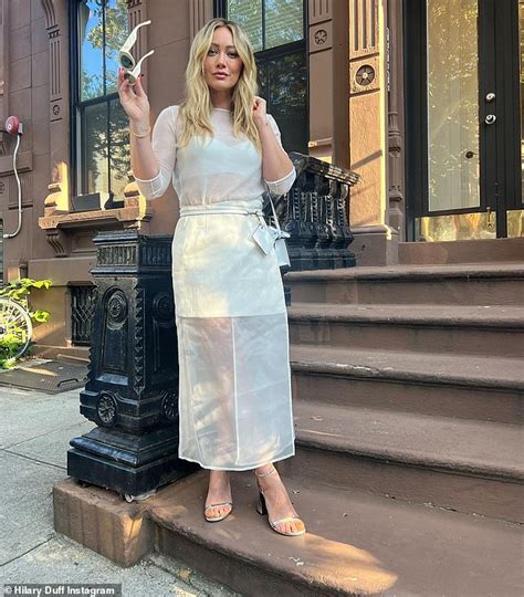 Hilary Duff Flashes Her Toned Legs And Bra In Edgy Sheer White Dress As She Poses Up In New York