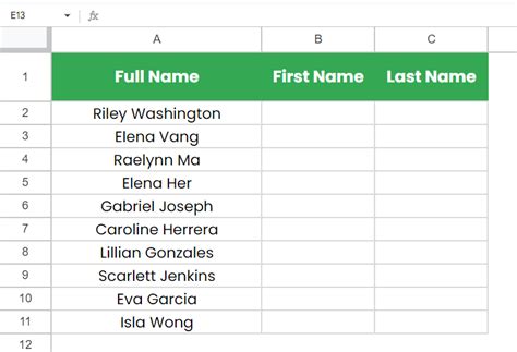 How To Separate First And Last Names In Google Sheets Split Full Name
