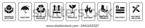 Fragile Package Icon Set Packaging Warning Stock Vector Royalty Free 2441652327 Shutterstock