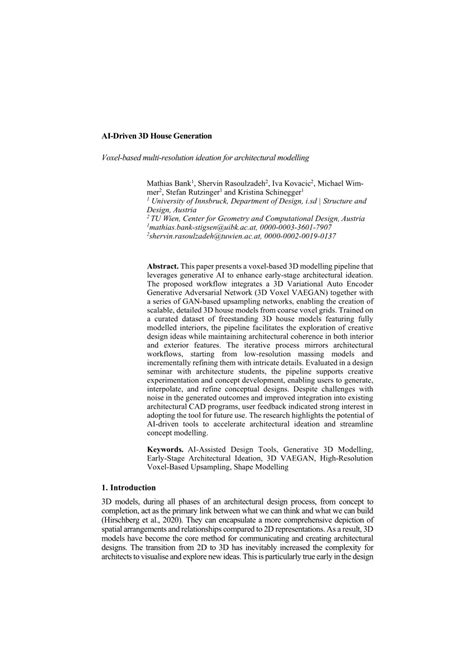 Pdf Ai Driven 3d House Generation Voxel Based Multi Resolution Ideation For Architectural