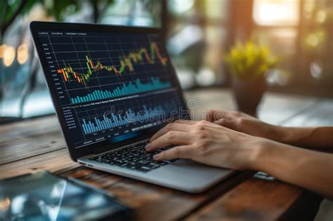 Stock Market Data Analysis Modern Desktop Computer Screen Displaying Financial Charts Graphs Ai