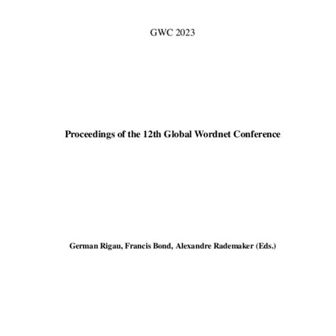 Proceedings Of The 12th Global Wordnet Conference Acl Anthology
