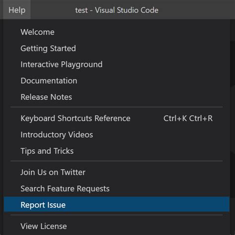 `report Issue` Button Not Working In Version `1543` · Issue 120154 · Microsoftvscode · Github