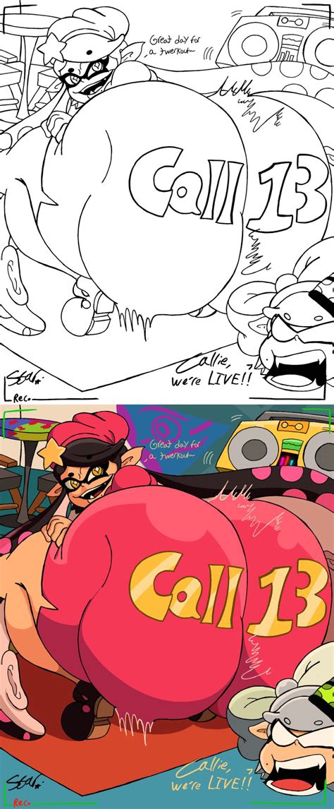 Rule 34 Artist Name Artist Signature Background Black And White Boombox Callie Splatoon
