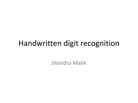 Ppt Handwritten Digit Recognition Powerpoint Presentation Free Download Id 1856333