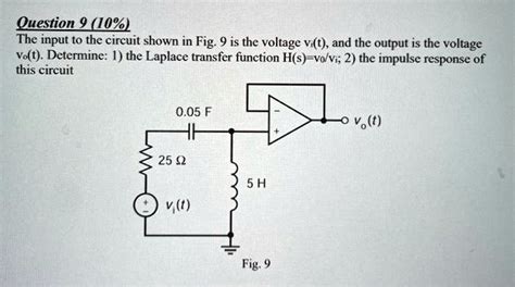 Solved Question 9 10 The Input To The Circuit Shown In Fig 9 Is The Voltage Vt And The