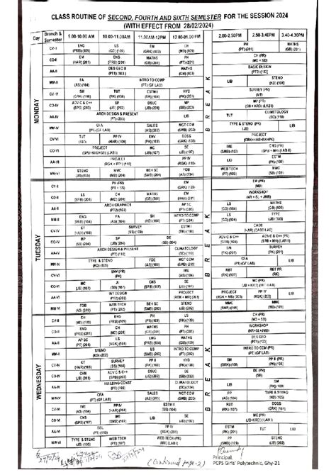 Class Routine 2024 2nd Sem Class Routine Of Second Fourth And Sixth Semester For The Session