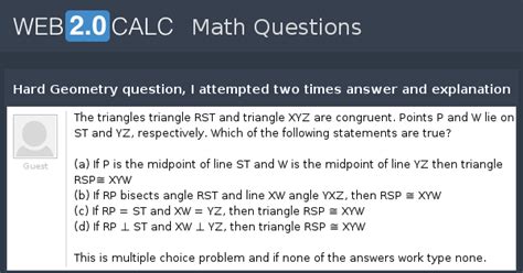 View Question Hard Geometry Question I Attempted Two Times Answer And Explanation