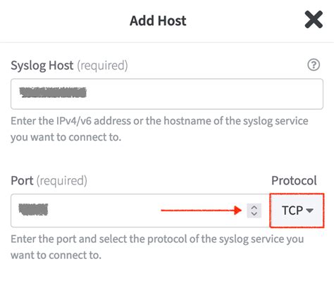 services adding an external syslog host