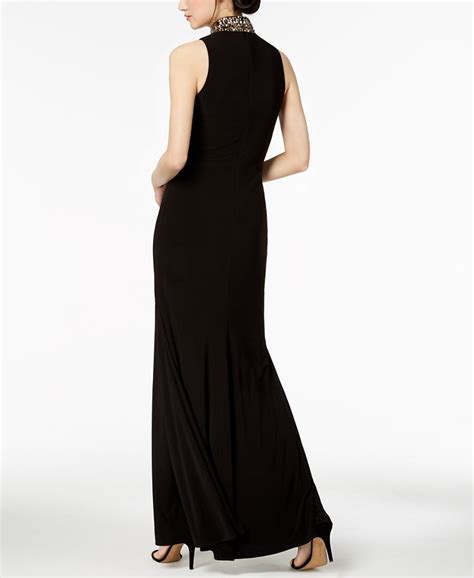 Betsy And Adam Embellished Mock Neck Gown Macys