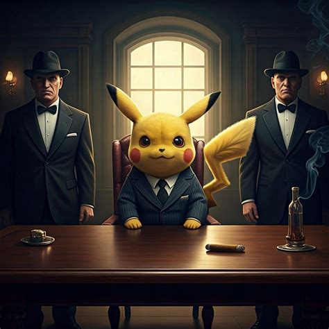 Pikachu Pikachu In A Gritty 1940s Mob Boss Scene