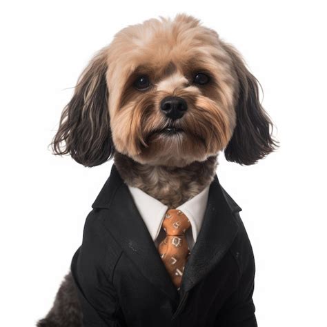 フォーマルなビジネススーツを着た犬 人間の服を着た動物 生成 ai プレミアム写真