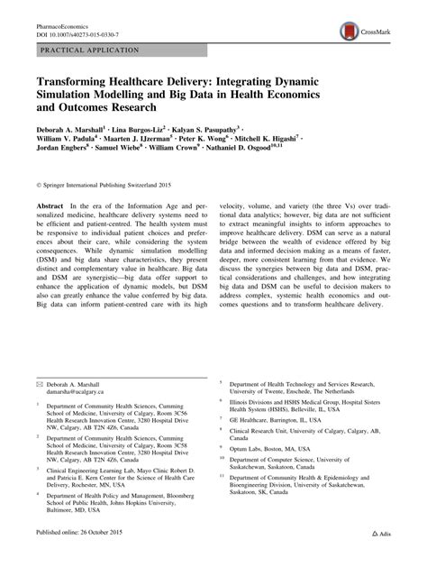 Pdf Transforming Healthcare Delivery Integrating Dynamic Simulation