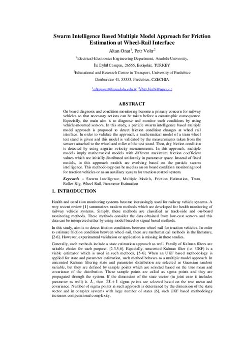 pdf swarm intelligence based multiple model approach for friction